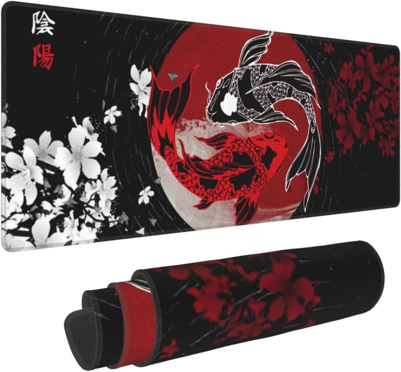 Japan Japanese Yin and Yang Koi Fish Black and Red Mouse Pad XL ...
