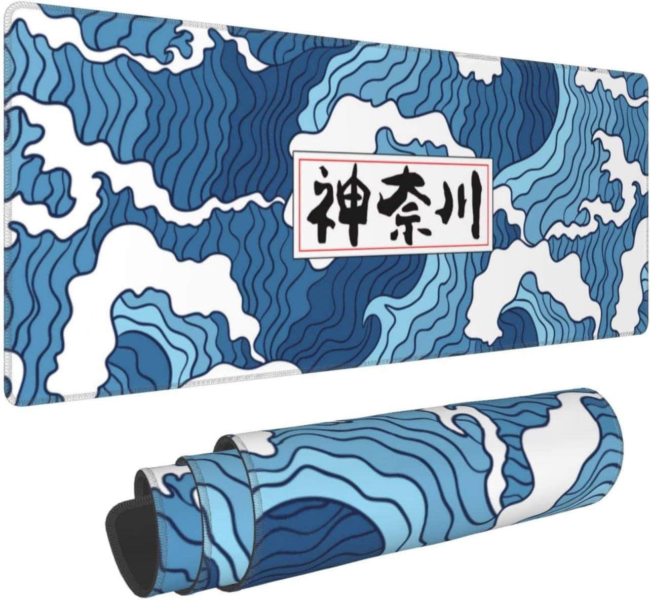 Japan Kanagawa Blue White Wave Mouse Pad 31.5x11.8 in Big Extended Non ...