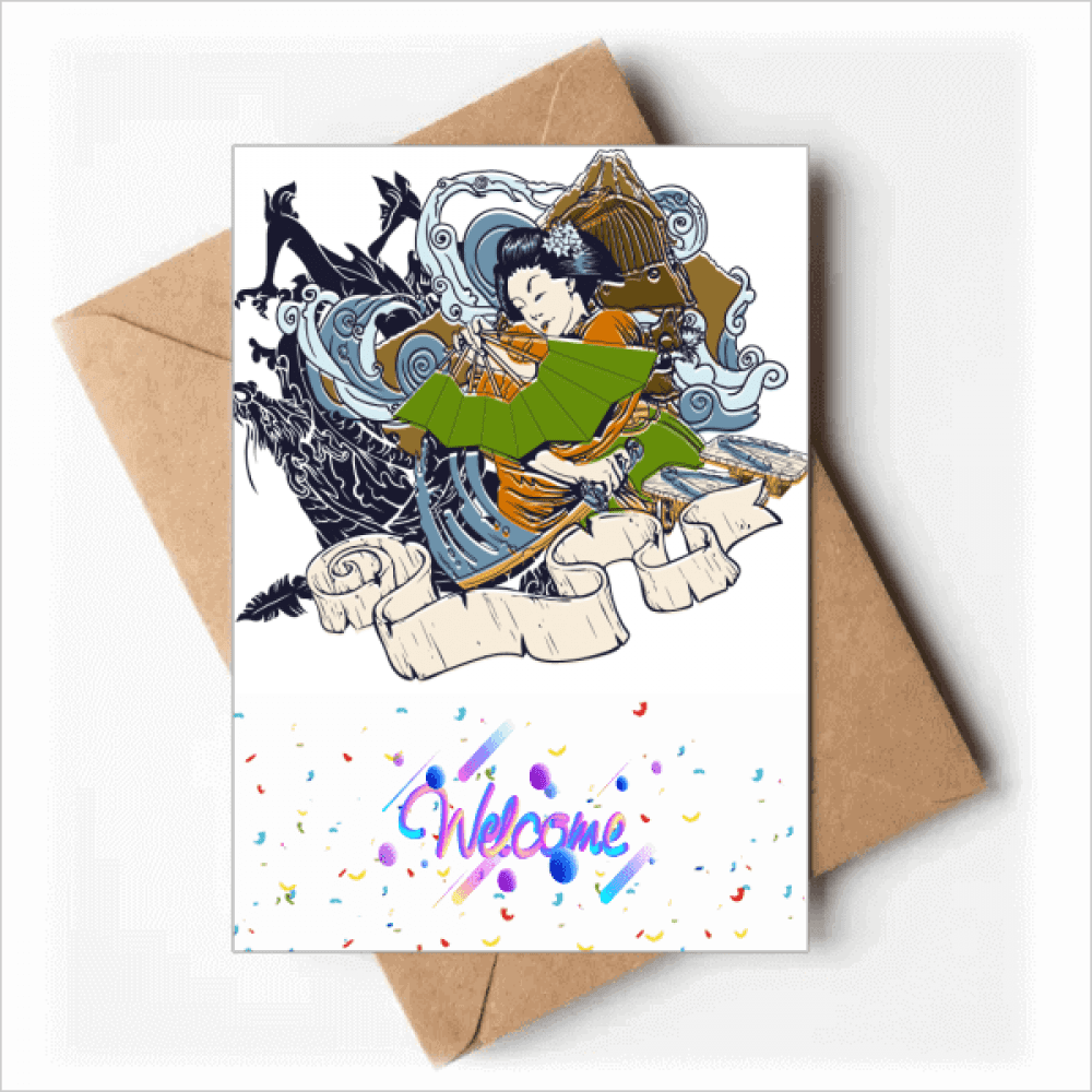 Japan Kimono Woman Welcome Back Greeting Cards Envelopes Blank - Walmart.com