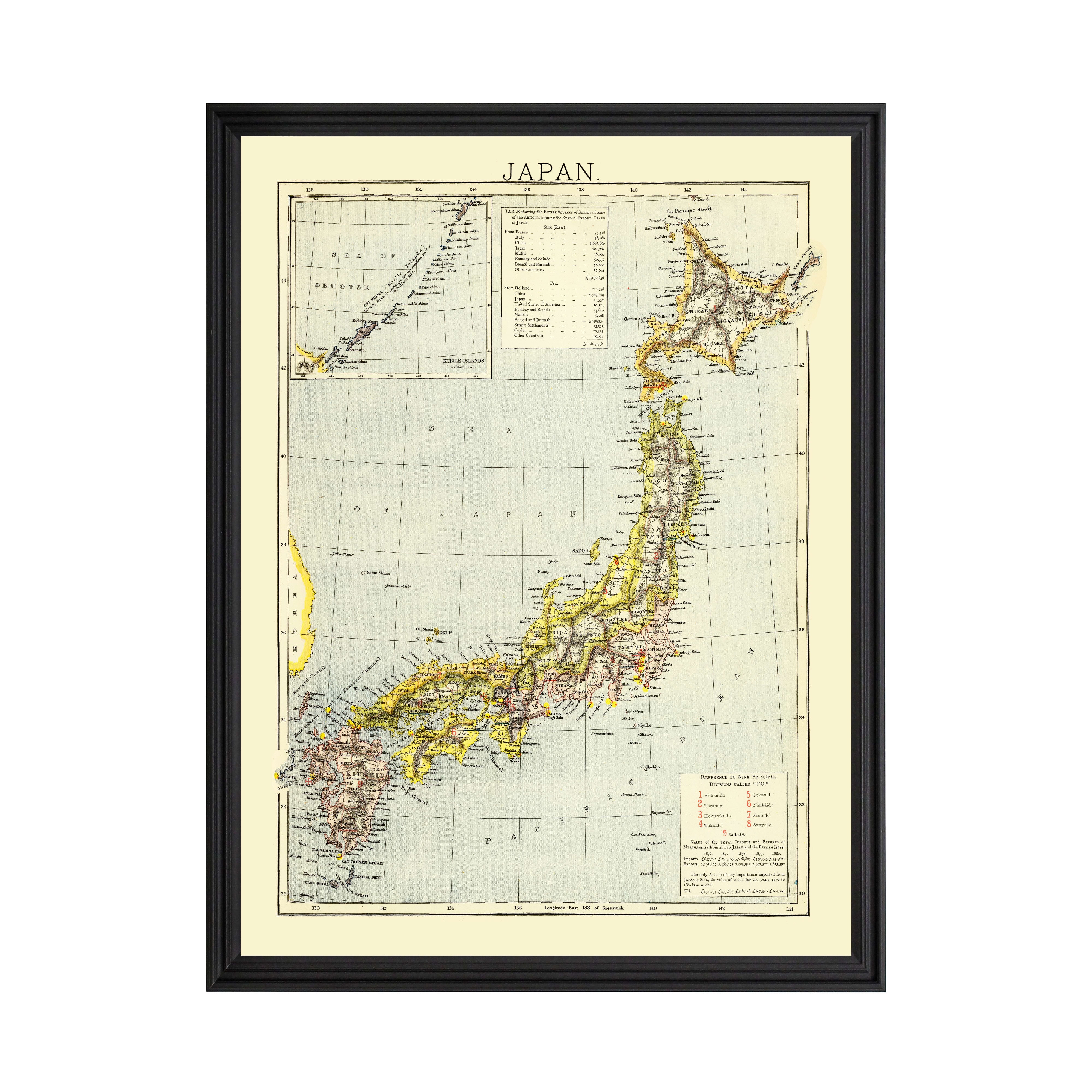 Japan Map, 1883 Vintage Map of Japan History Wall Decor Gift, Old Japan ...