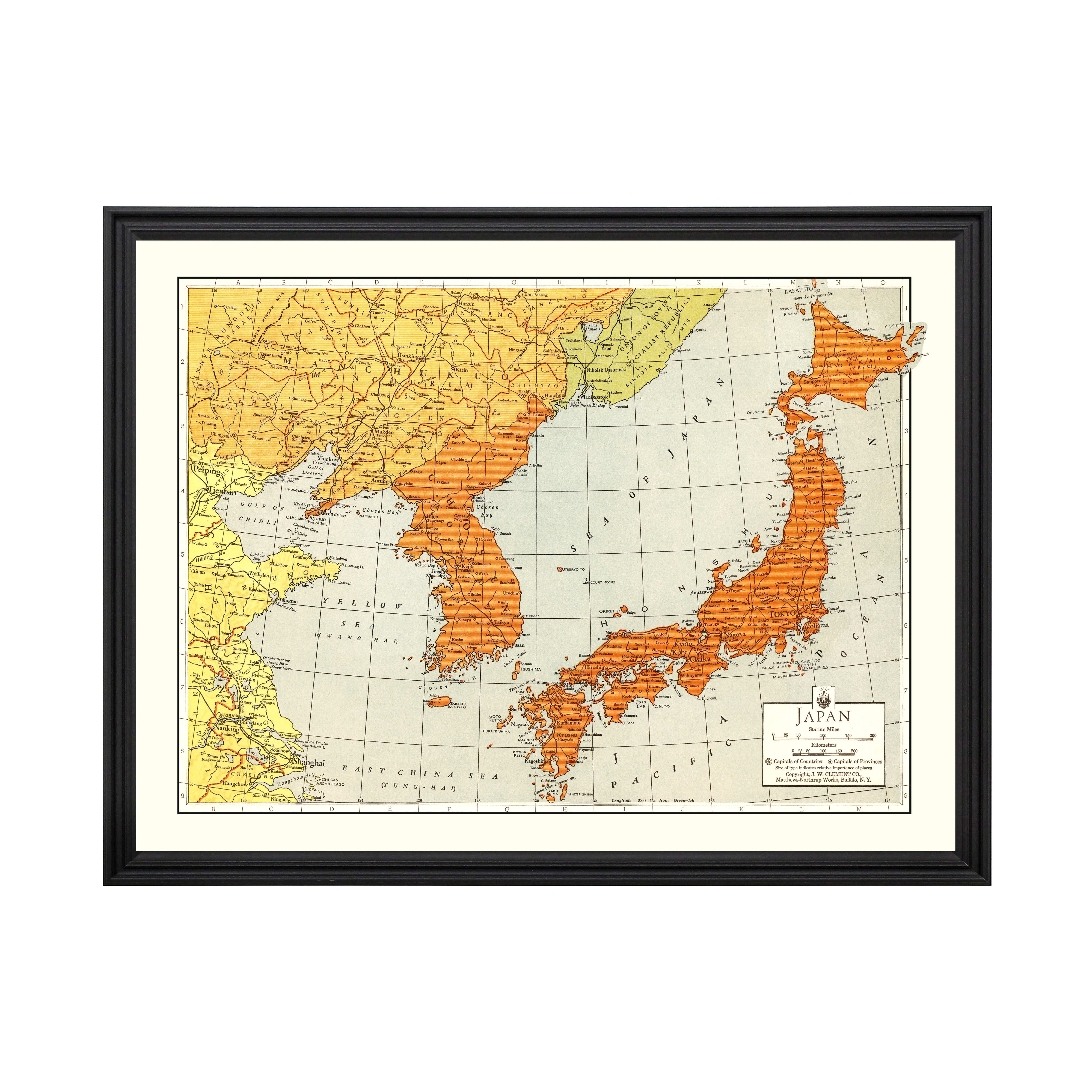 Japan Map, 1943 Vintage Map of Japan History Wall Decor Gift, Old Japan ...