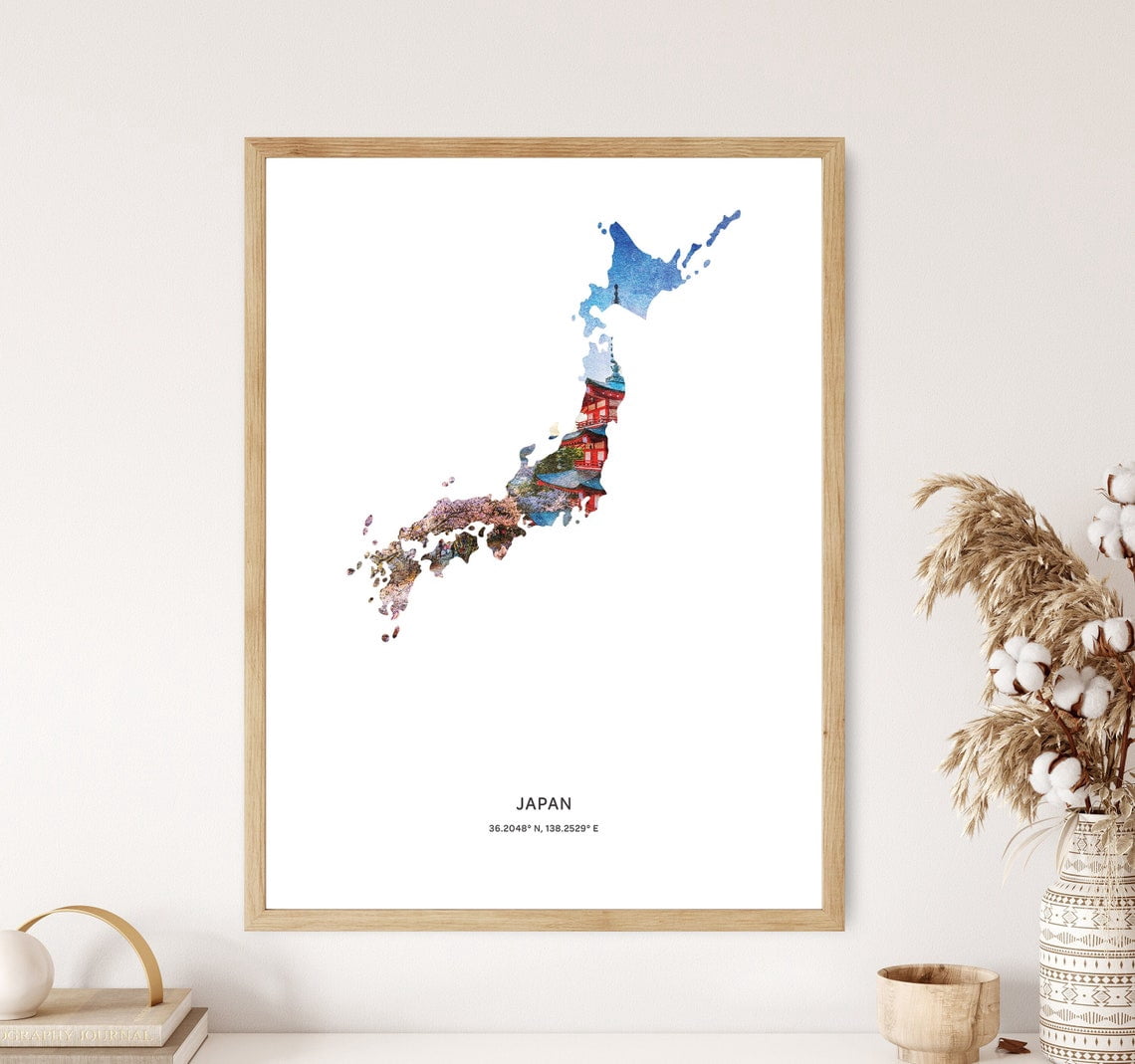 Japan Map Poster, Japan Print, Map Of Japan, Japan Wall Art, Japan ...