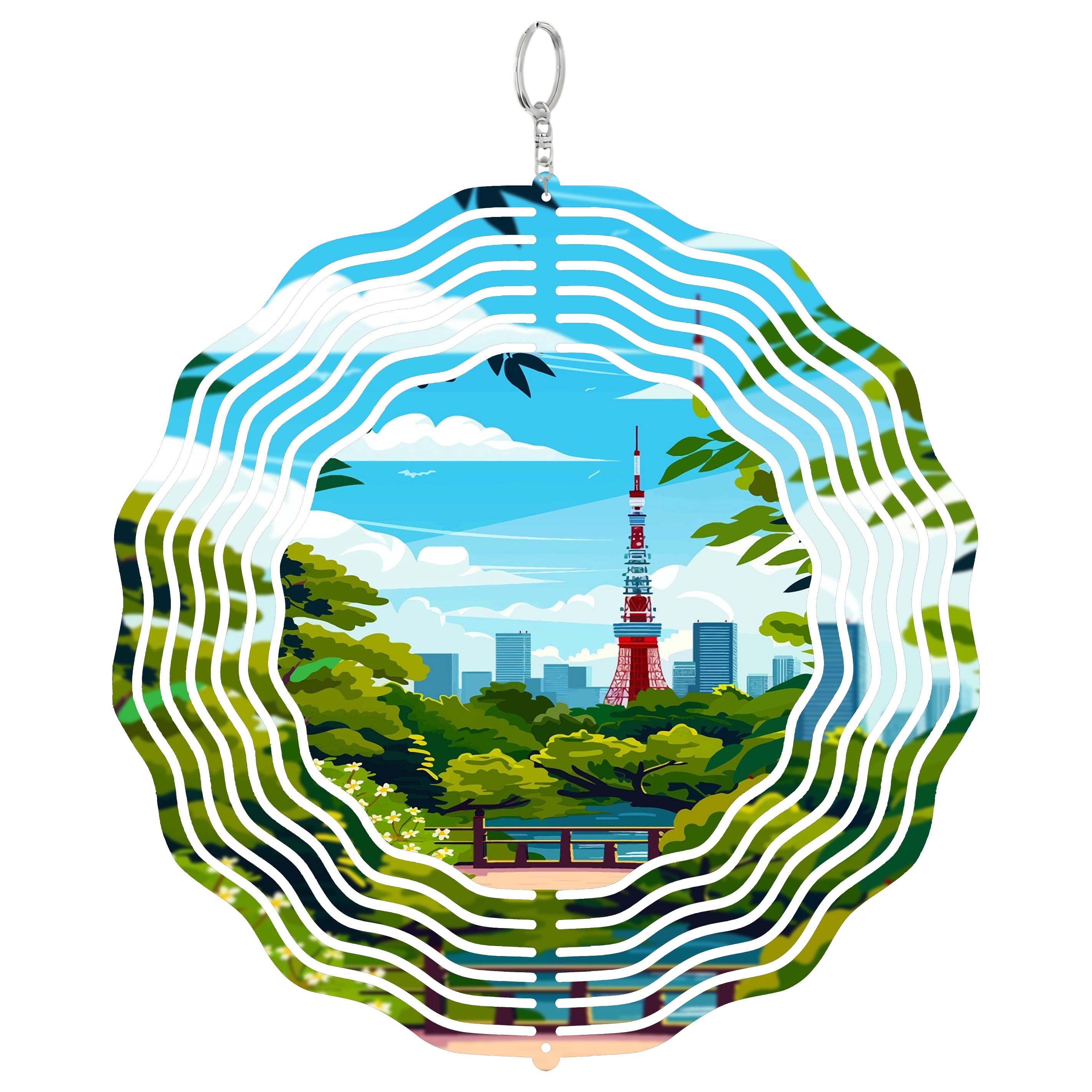 Japan Mount Fuji Cherry 3D Wind Spinner Kinetic Hanging Yard Art ...