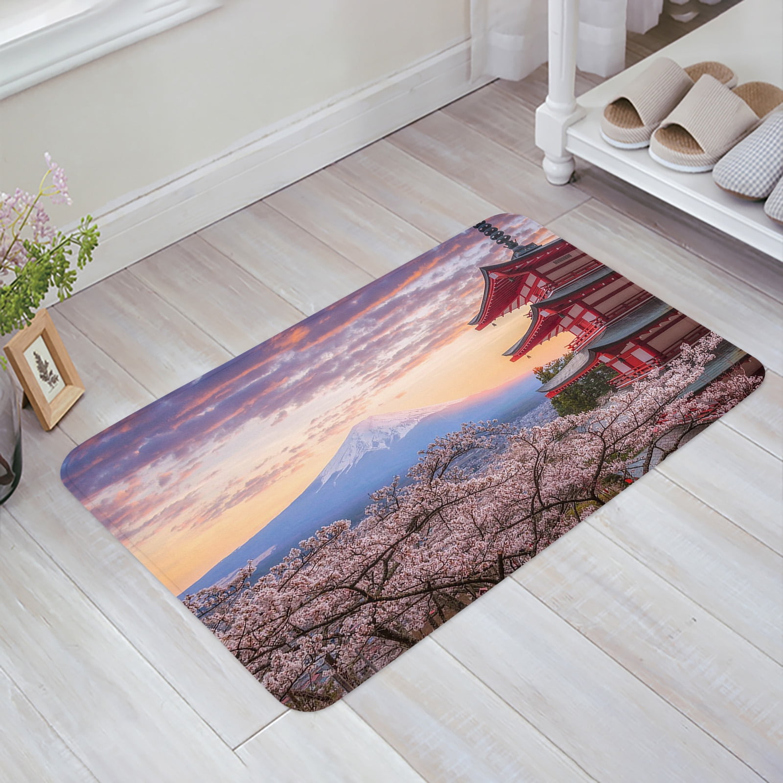 Japan Mount Fuji Cherry Blossom Home Doormat Decoration Flannel Soft ...
