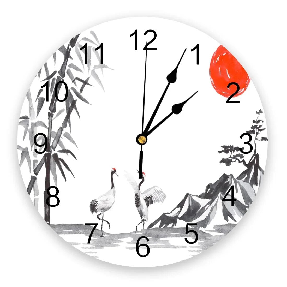 Japan Mount Fuji Cherry Blossom Wall Clocks Silent Home Cafe Office ...