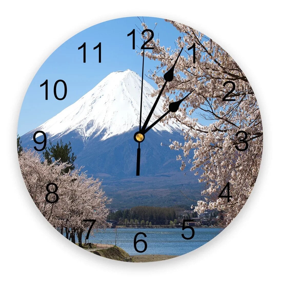 Japan Mount Fuji Cherry Blossom Wall Clocks Silent Home Cafe Office ...