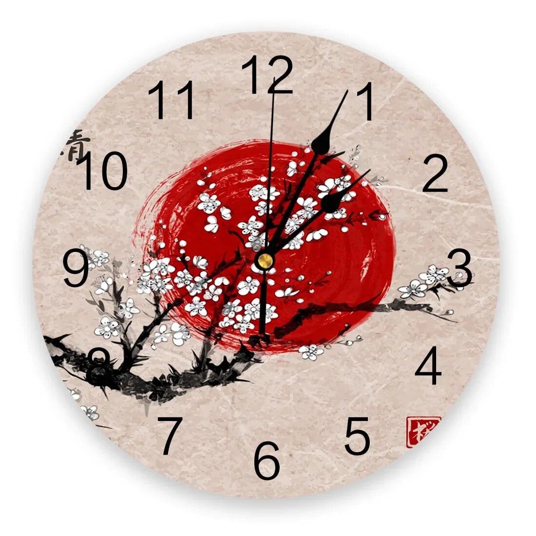 Japan Mount Fuji Cherry Blossom Wall Clocks Silent Home Cafe Office ...