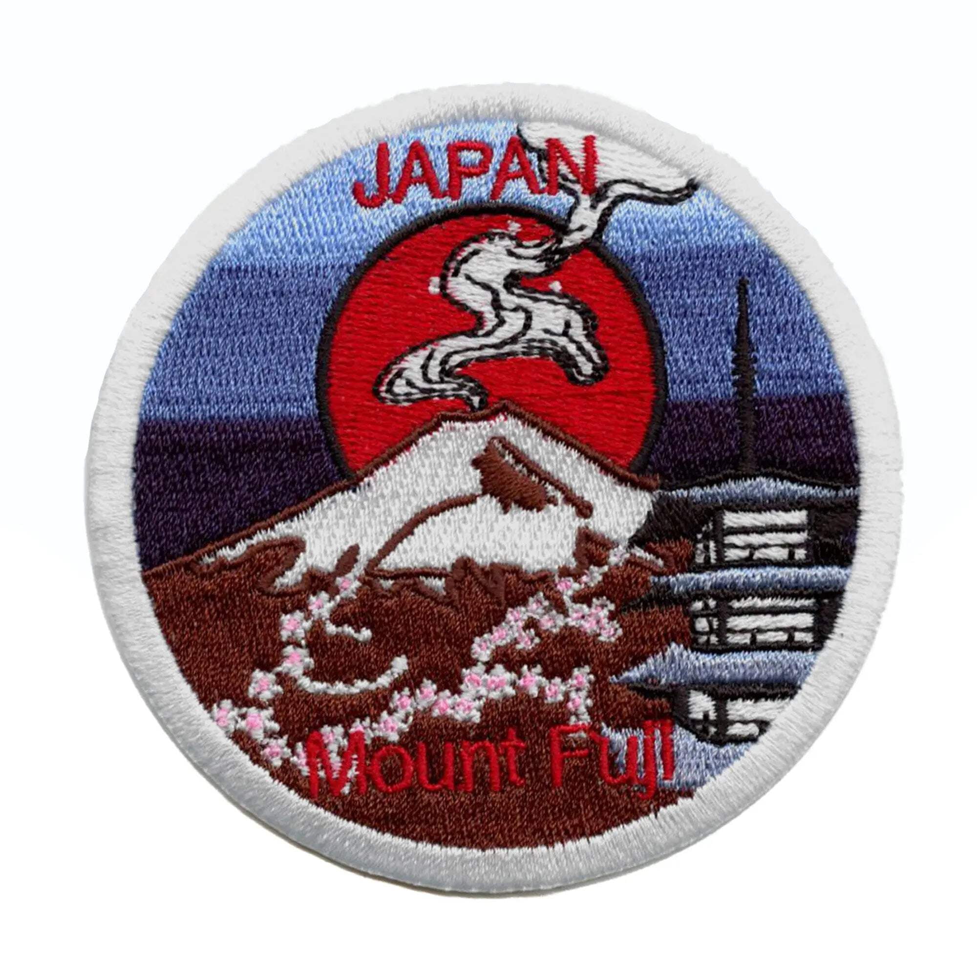 Japan Mount Fuji Travel Patch Cherry Blossom Architecture Embroidered ...