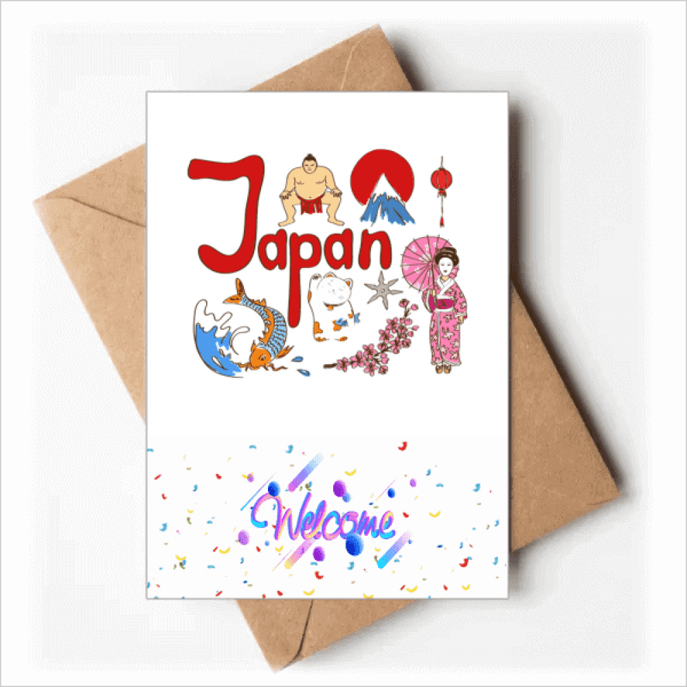 Japan National symbol Landmark Pattern Welcome Back Greeting Cards ...