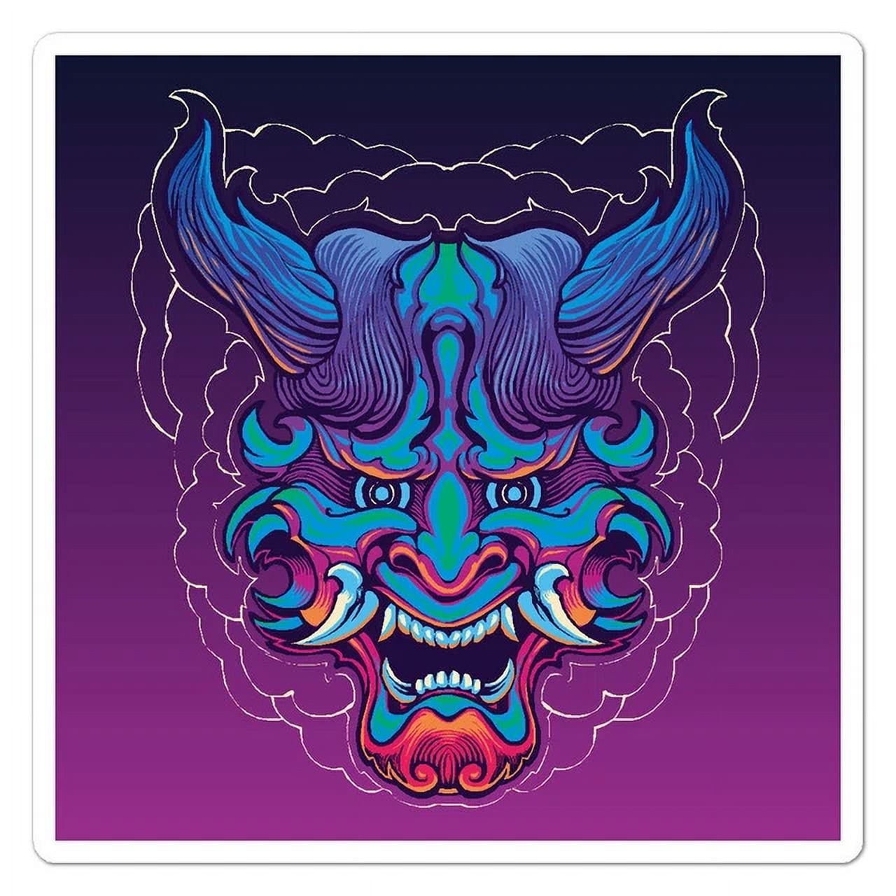 Japan Oni Mask Demon Sticker Indoor Outdoor Phone Decal Water Bottle ...