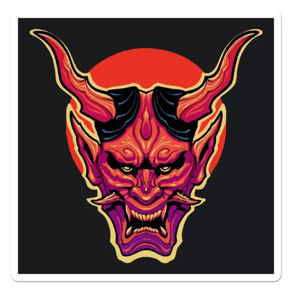 Japan Oni Mask Demon Sticker Phone Decal Water Bottle Stickers Car ...