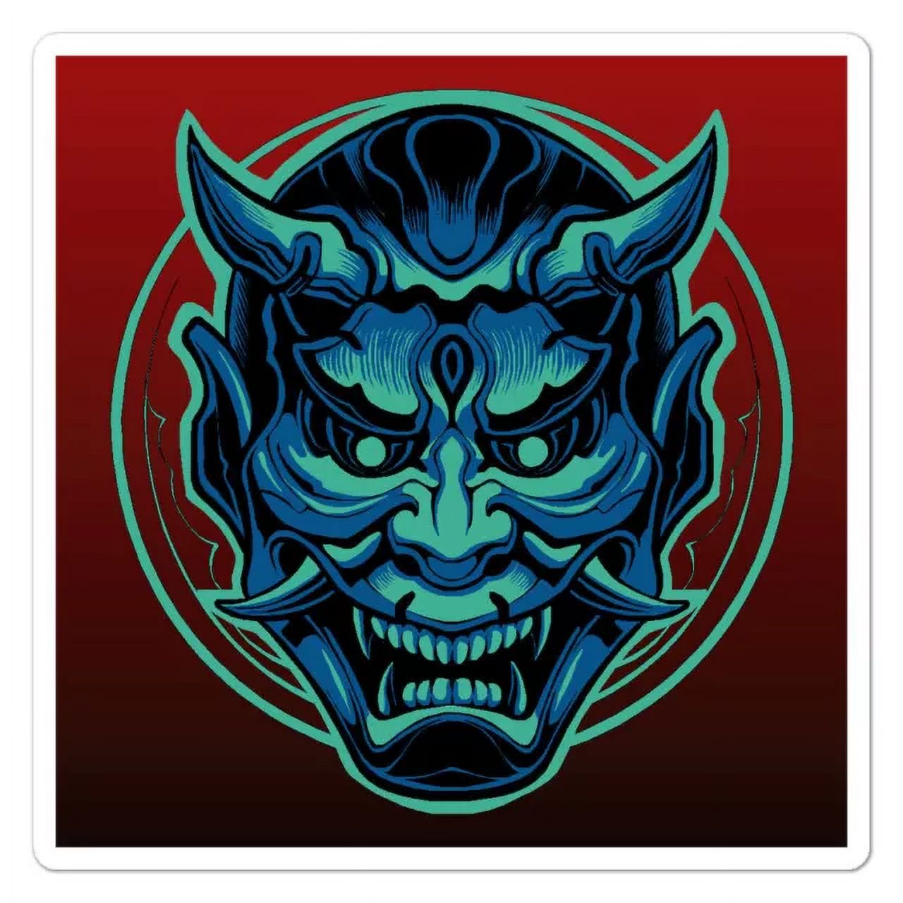 Japan Oni Mask Dragon Sticker Indoor Outdoor Phone Decal Water Bottle ...