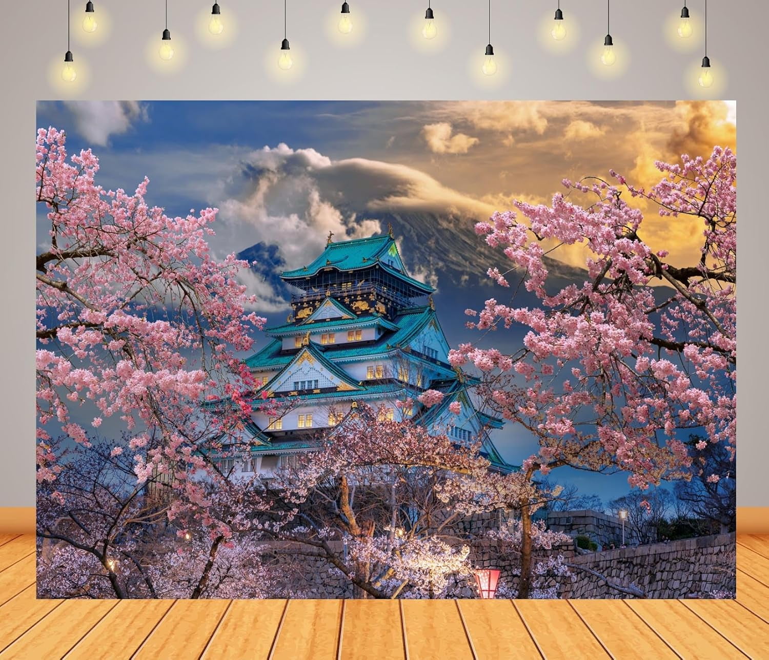 Japan Osaka Castle Backdrop 5X4Ft Fabric Cherry Blossoms Scenery Mount ...