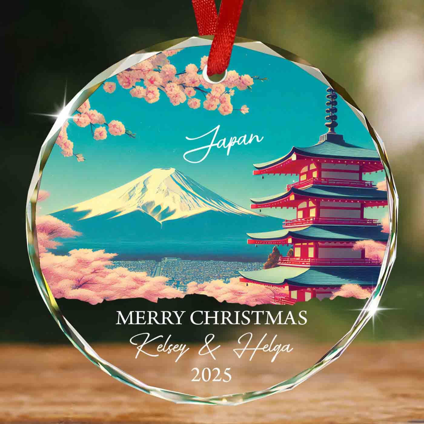 Japan Personalized Christmas Ornament 2025, Custom Mount Fuji Xmas ...
