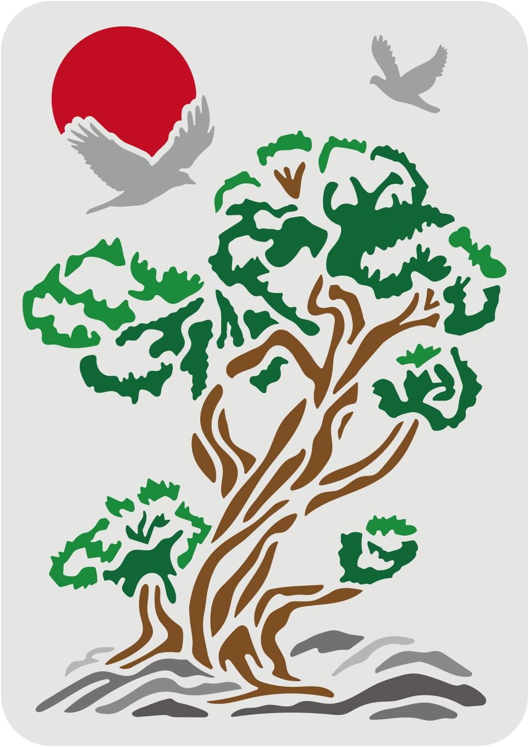 Japan Pine Sun Painting Stencil 11.7x8.3inch Reusable Pine Tree Drawing ...