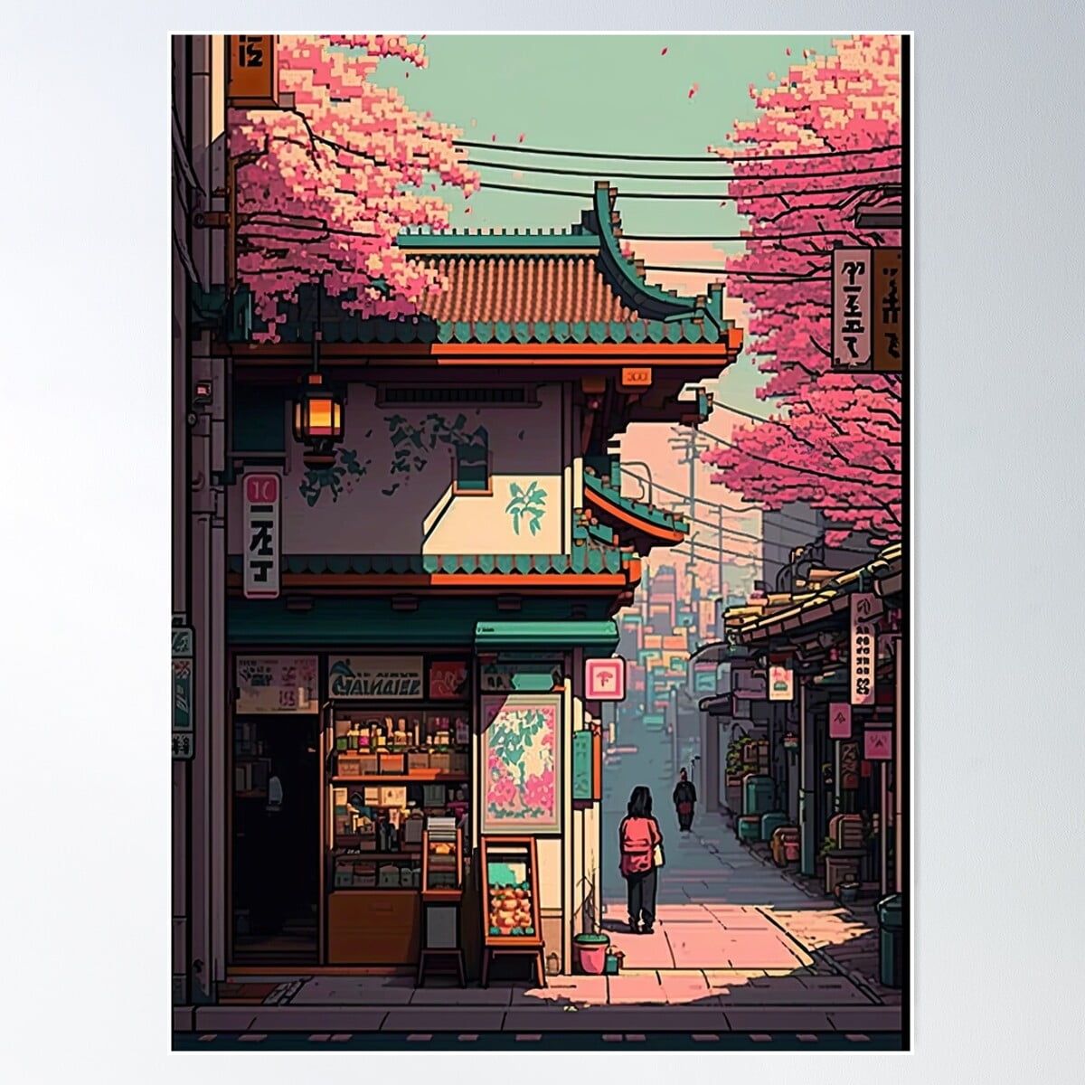 Japan Pixel Art 07 Poster Wall Art, Modern Wall Decor For Living Room ...