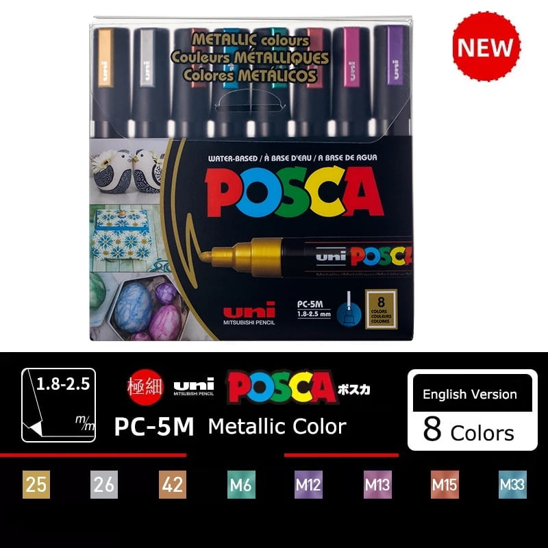 Japan Posca Acrylic Paint Marker Set Plumones Marcadores PC-1M/3M/5M/8K ...