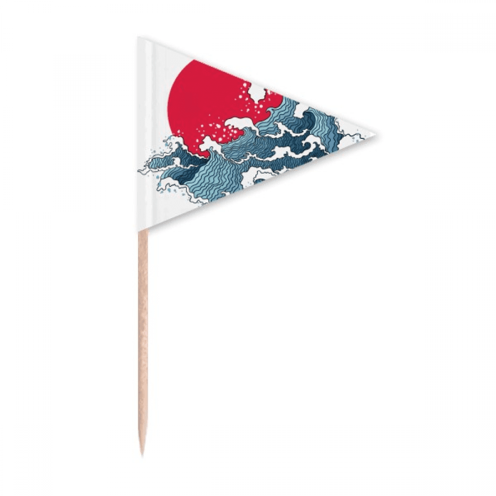Japan Red Sun Sea Watercolor Toothpick Triangle Cupcake Toppers Flag ...