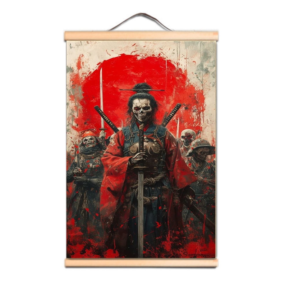 Japan Samurai Bushido Poster Scroll Painting Wall Hanging Flag Wall Art ...