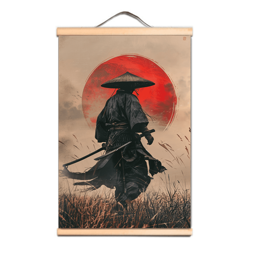 Japan Samurai Poster Vintage Solid Wood Scroll Painting Bushido Tattoo ...