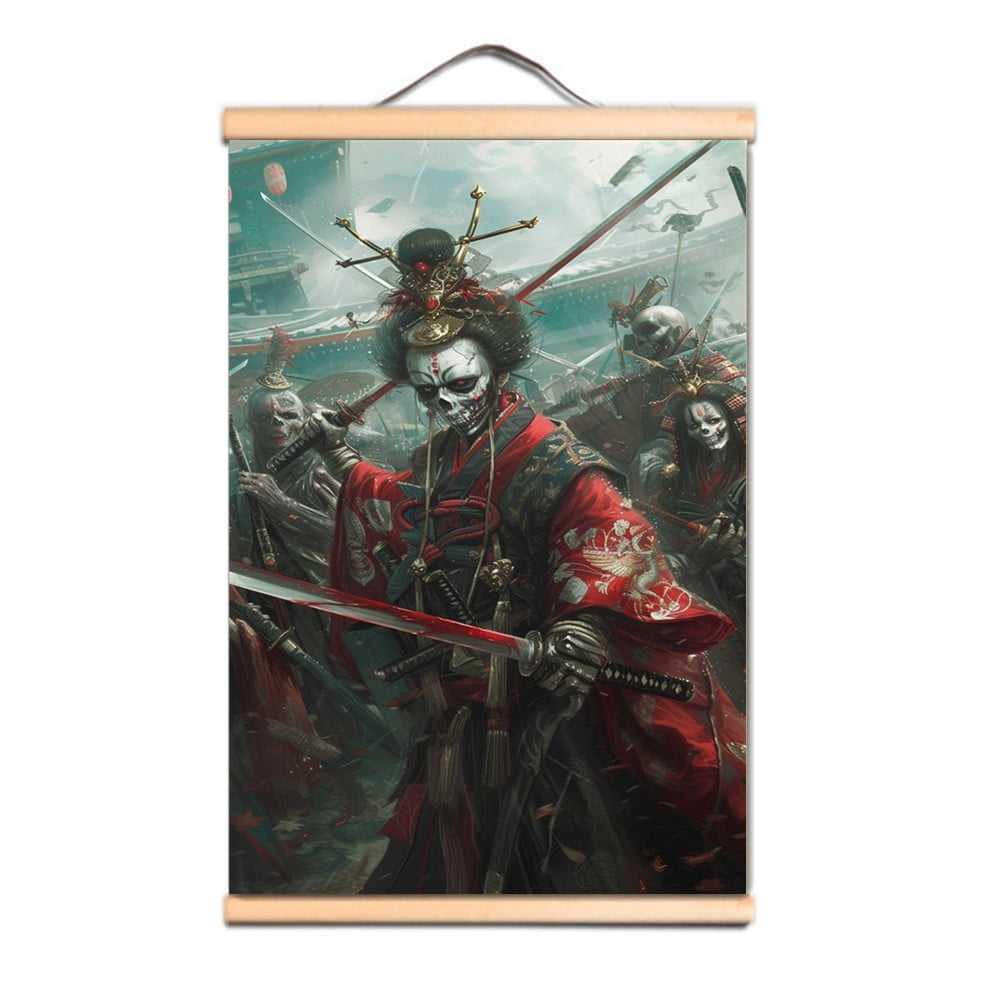 Japan Samurai Wall Art Poster Scroll Painting Bushido Tattoo Wall ...