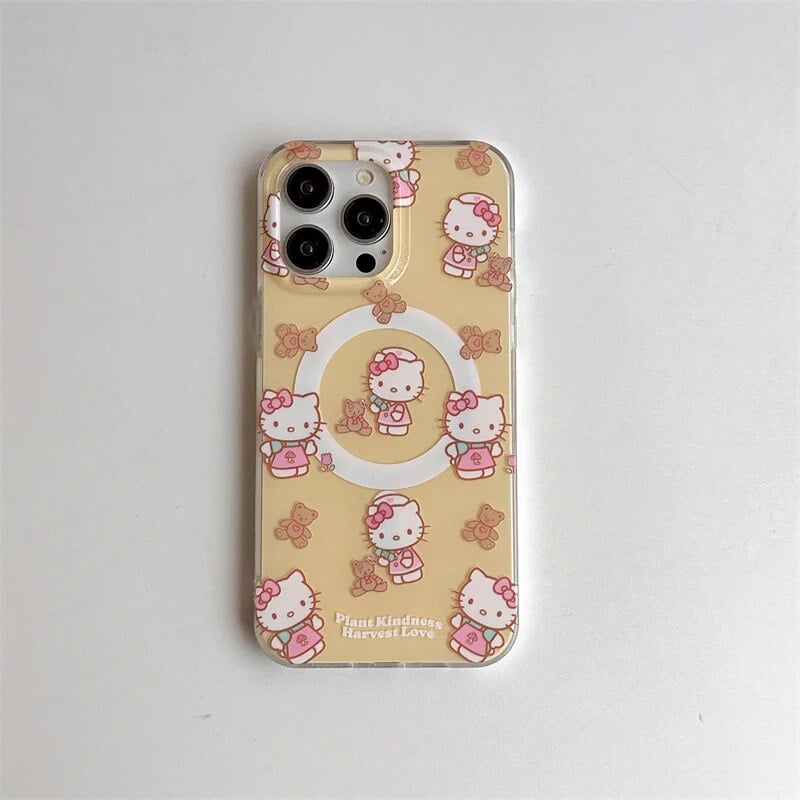 Japan Sanrio pink Hello Kitty magnetic attraction phone case for iPhone ...