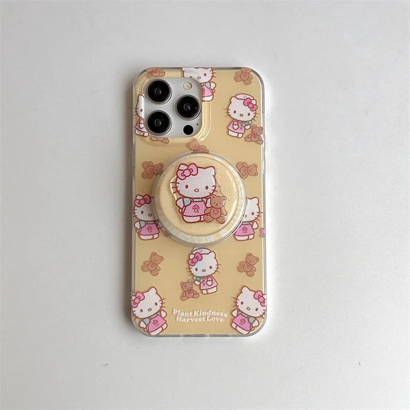Japan Sanrio pink Hello Kitty magnetic attraction phone case for iPhone ...