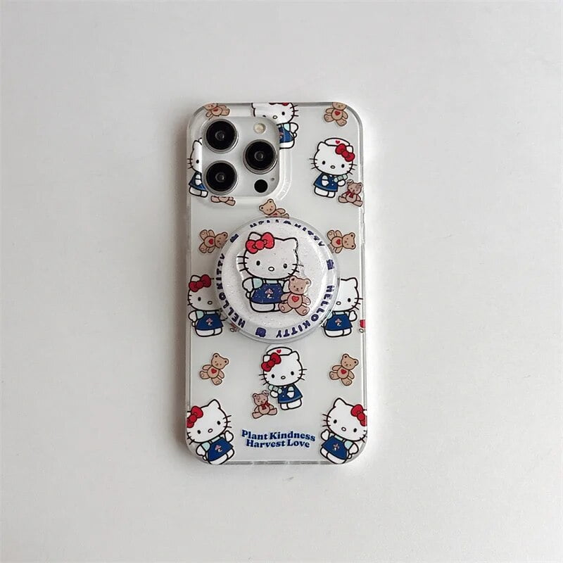 Japan Sanrio pink Hello Kitty magnetic attraction phone case for iPhone ...