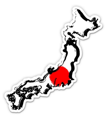 Japan Shape Japanese Flag - 3" Vinyl Sticker - For Car Laptop Water ...