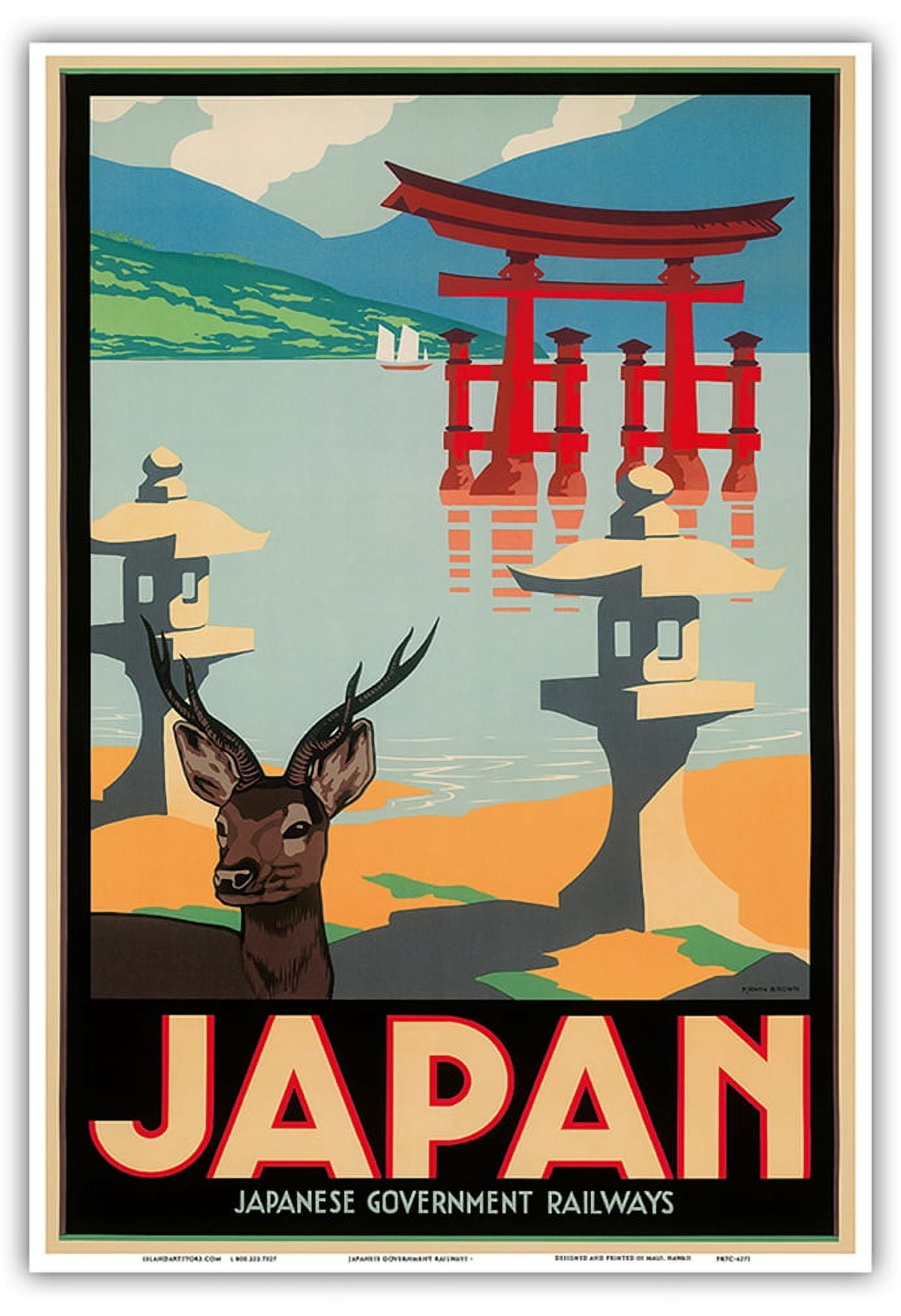 Japan - Shinto Shrine in Hakone Japan - Japanese Government Railways - Vintage Travel Poster by ...