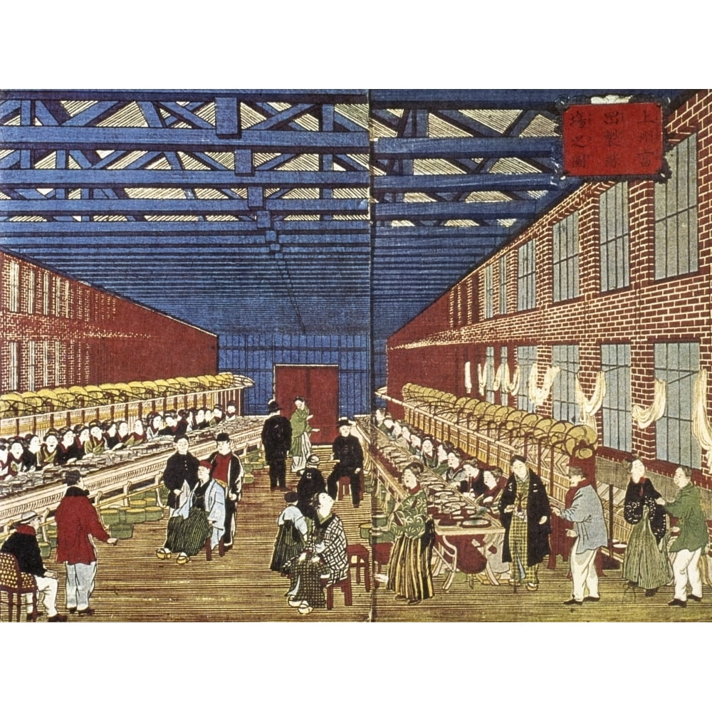 Japan Silk Factory. Nsilk Reeling Factory With Women Workers In Tomioka ...