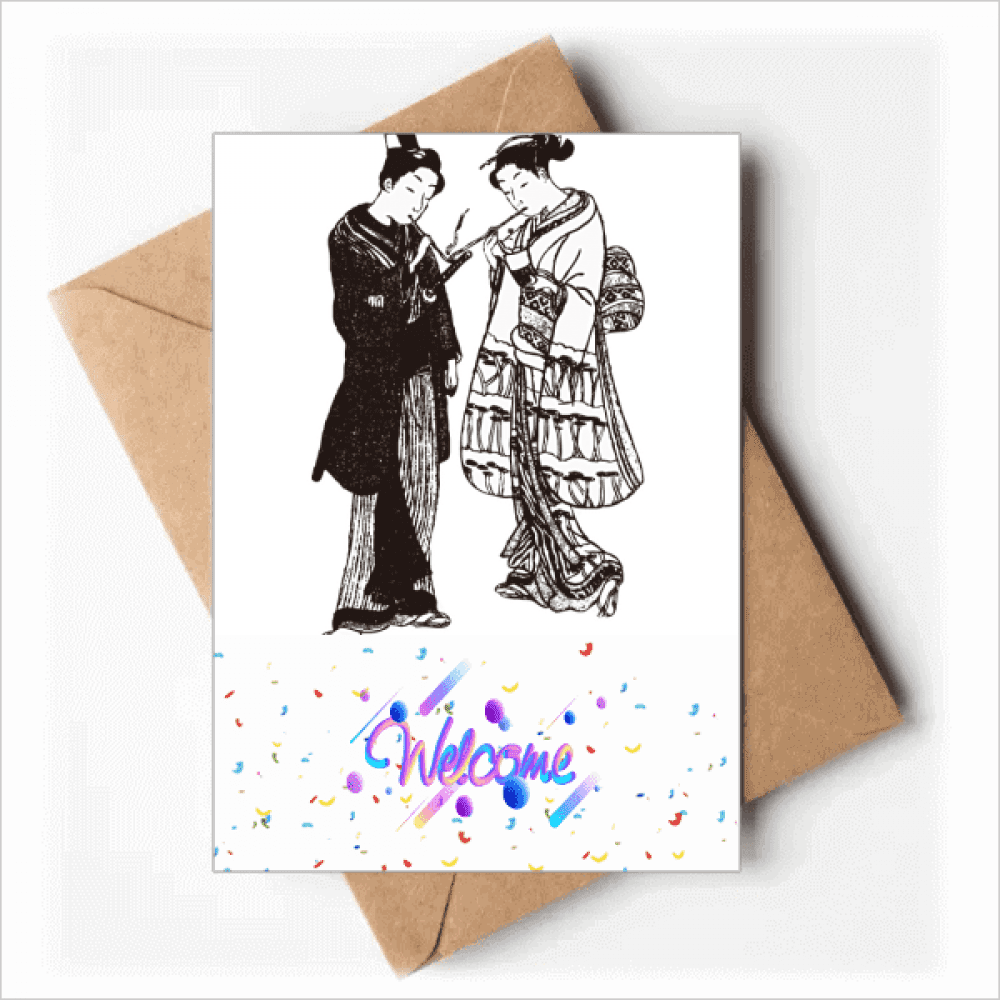 Japan Sketch Japanese Style Art Welcome Back Greeting Cards Envelopes ...