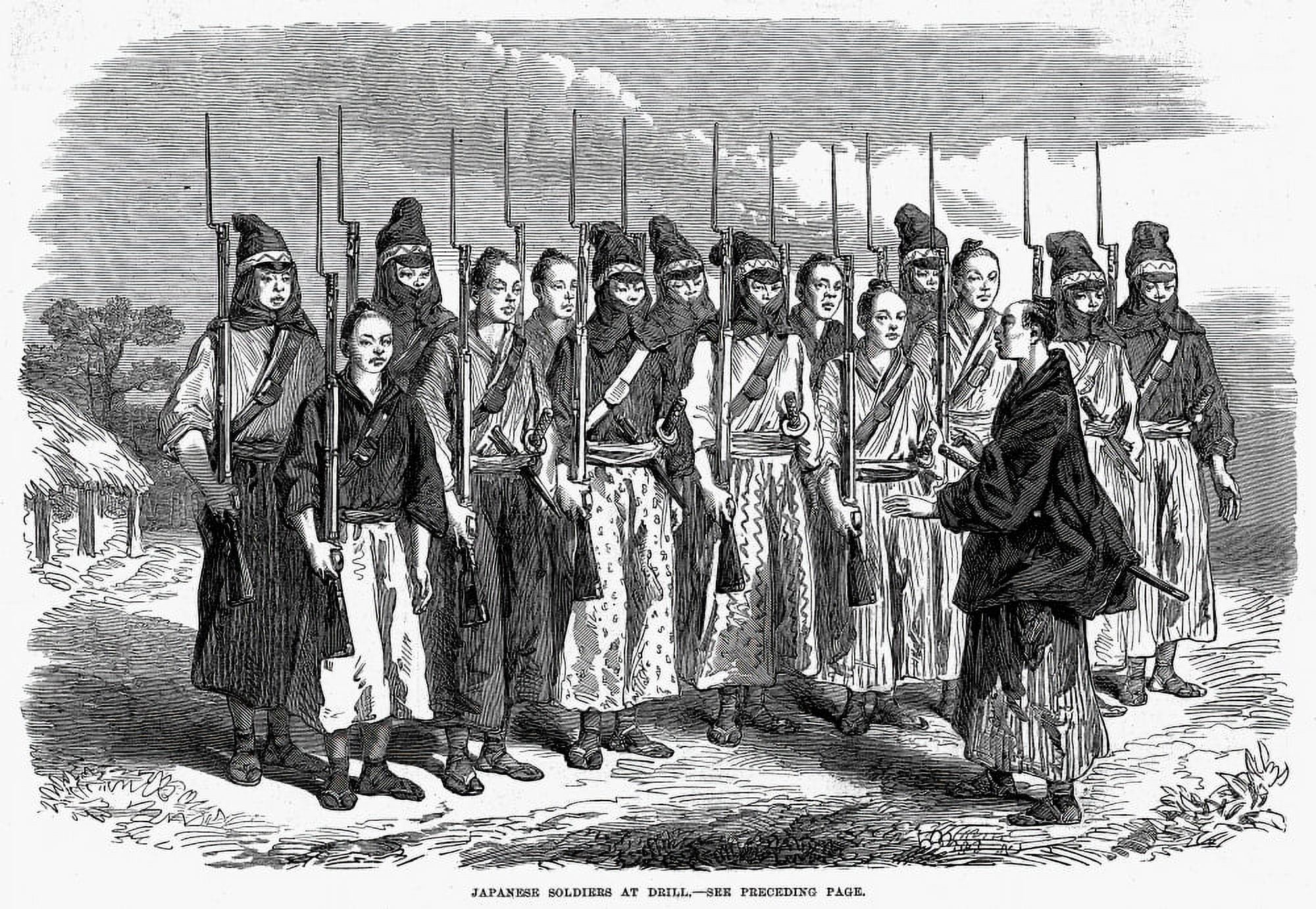 Japan Soldiers 1864. Njapanese Soldiers Near Yokohama Being Drilled ...