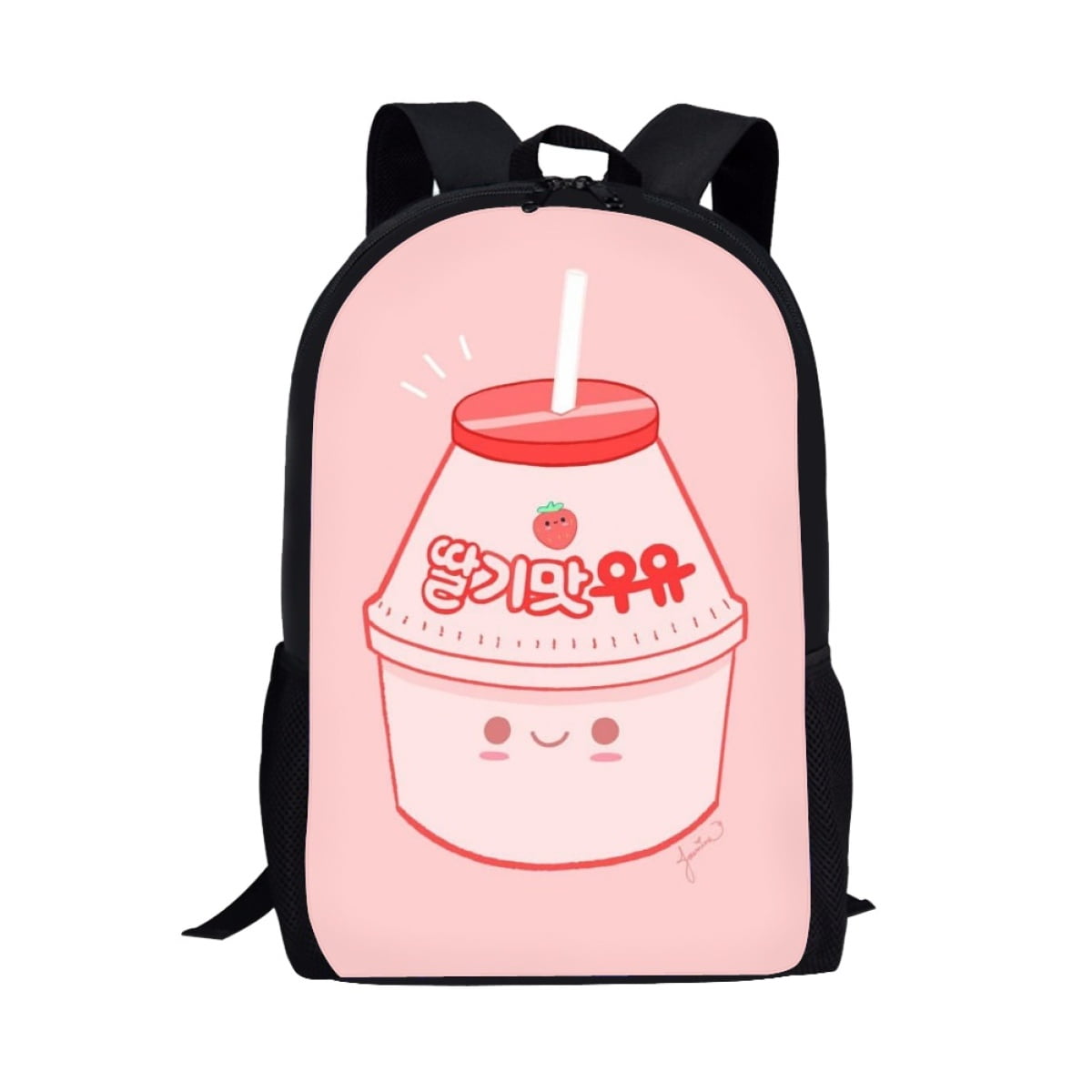 Japan Strawberry Juice Pattern Backpack Bag Teenager Casual Storage ...