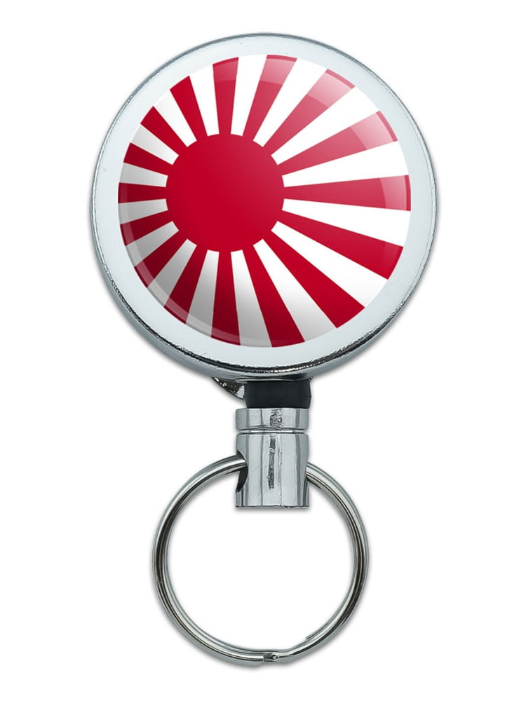 Japan Sun Rising National Country Flag Retractable Belt Clip Badge Key ...