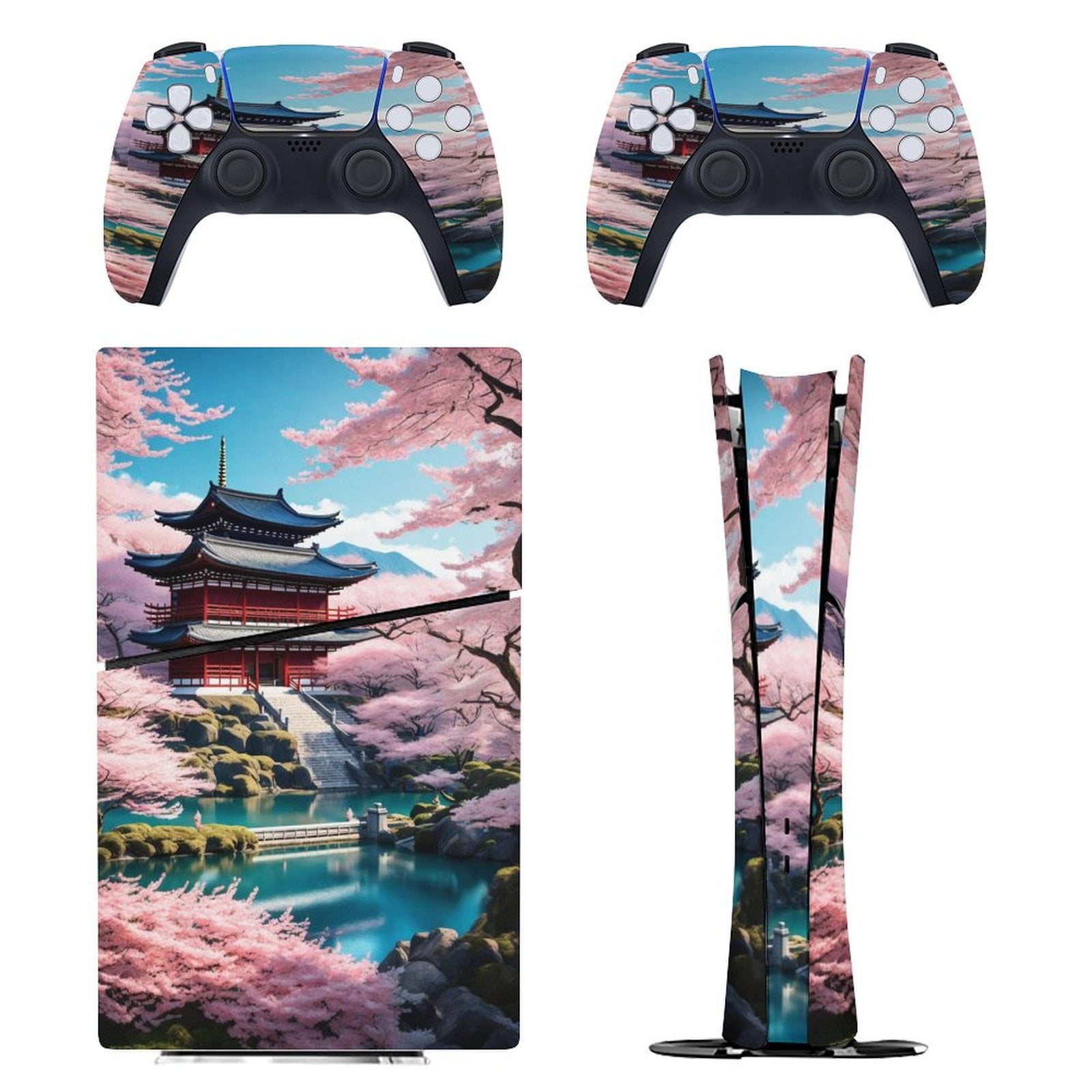 Japan, Temples, Sakura PS5/PS5 Slim Digital Disc Skin Sticker For ...