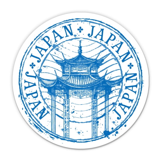 Japan Travel Stamp - 5" Vinyl Sticker - For Car Laptop I-Pad ...