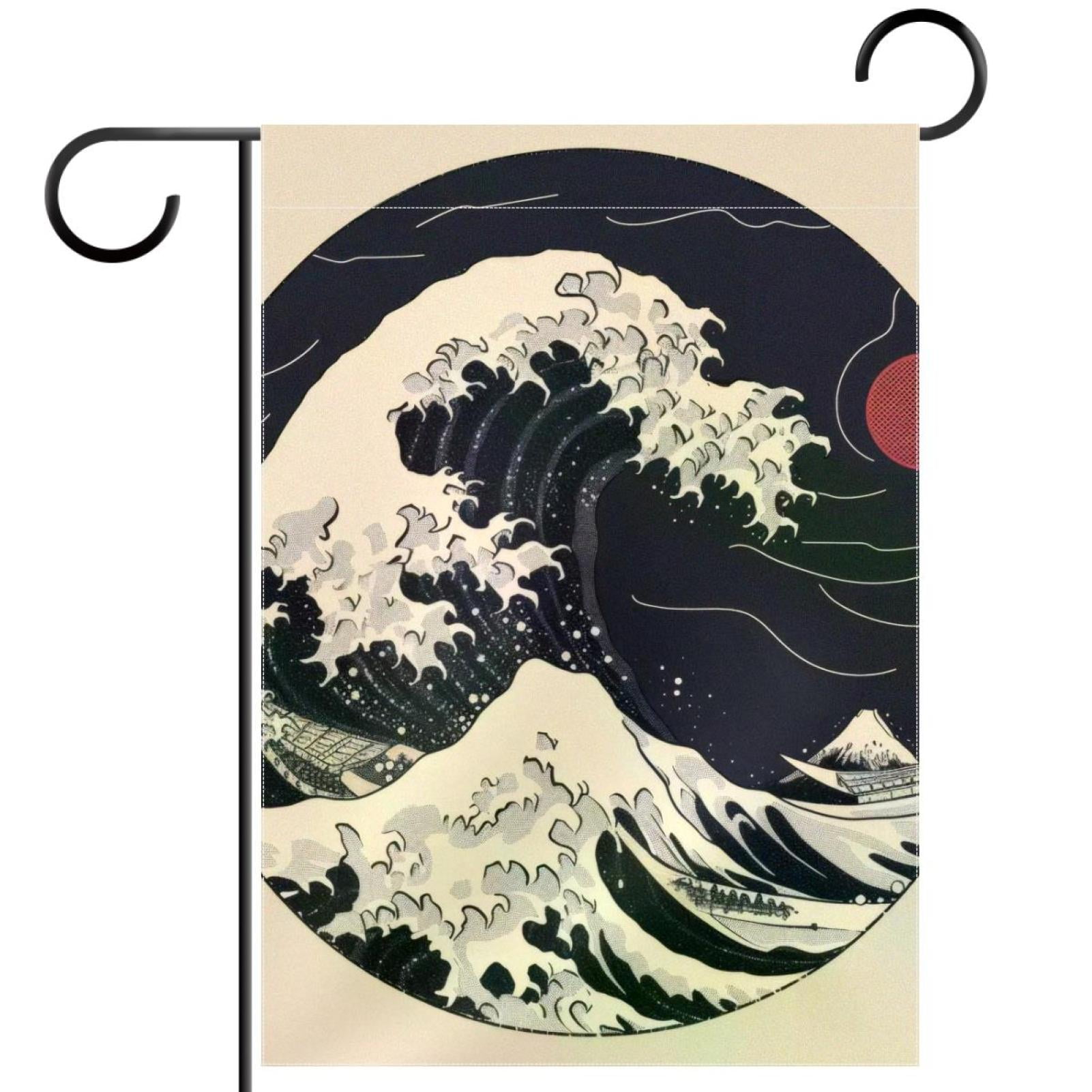 Japan Wave Ocean Art Pattern Welcome Garden Flags, 12 x 18 Inch Double ...