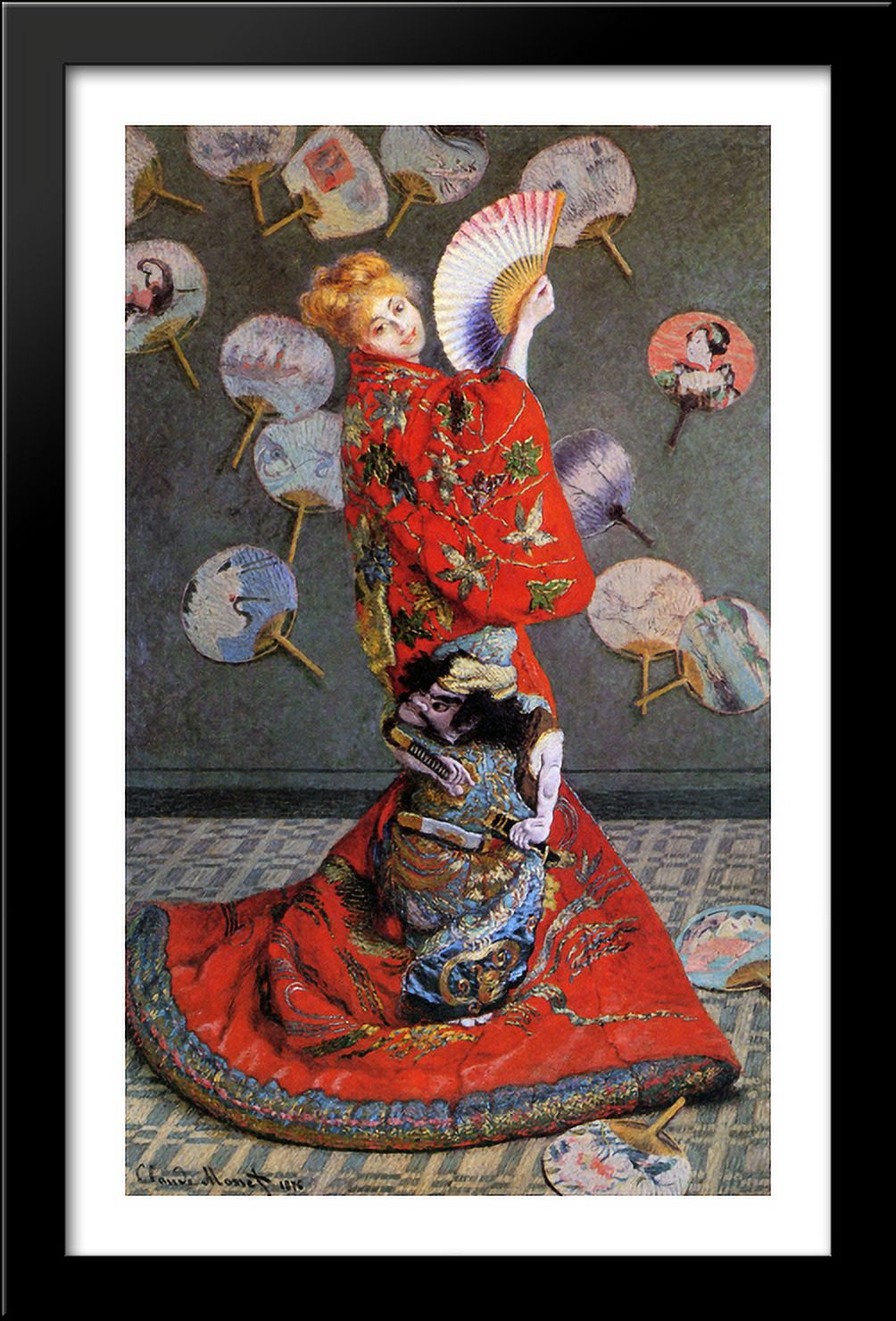 Japan's (Camille Monet in Japanese Costume) 26x40 Large Black Wood ...