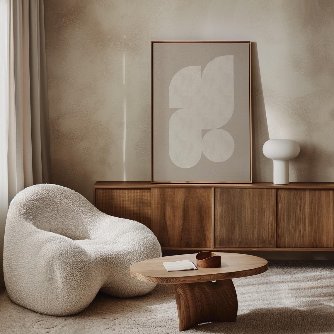 Japandi Beige & White Printable Art Geometric Wall Art Taupe Mid ...