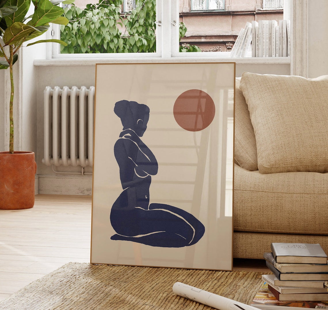 Japandi Blue Moon Goddess /Art Print / Boho Japandi Art /Goddess Print ...