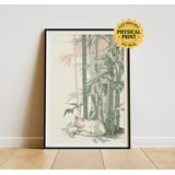 Japandi Cat Print, Sleeping White Cat, Bamboo Wall Art 1838 UNFRAMED ...