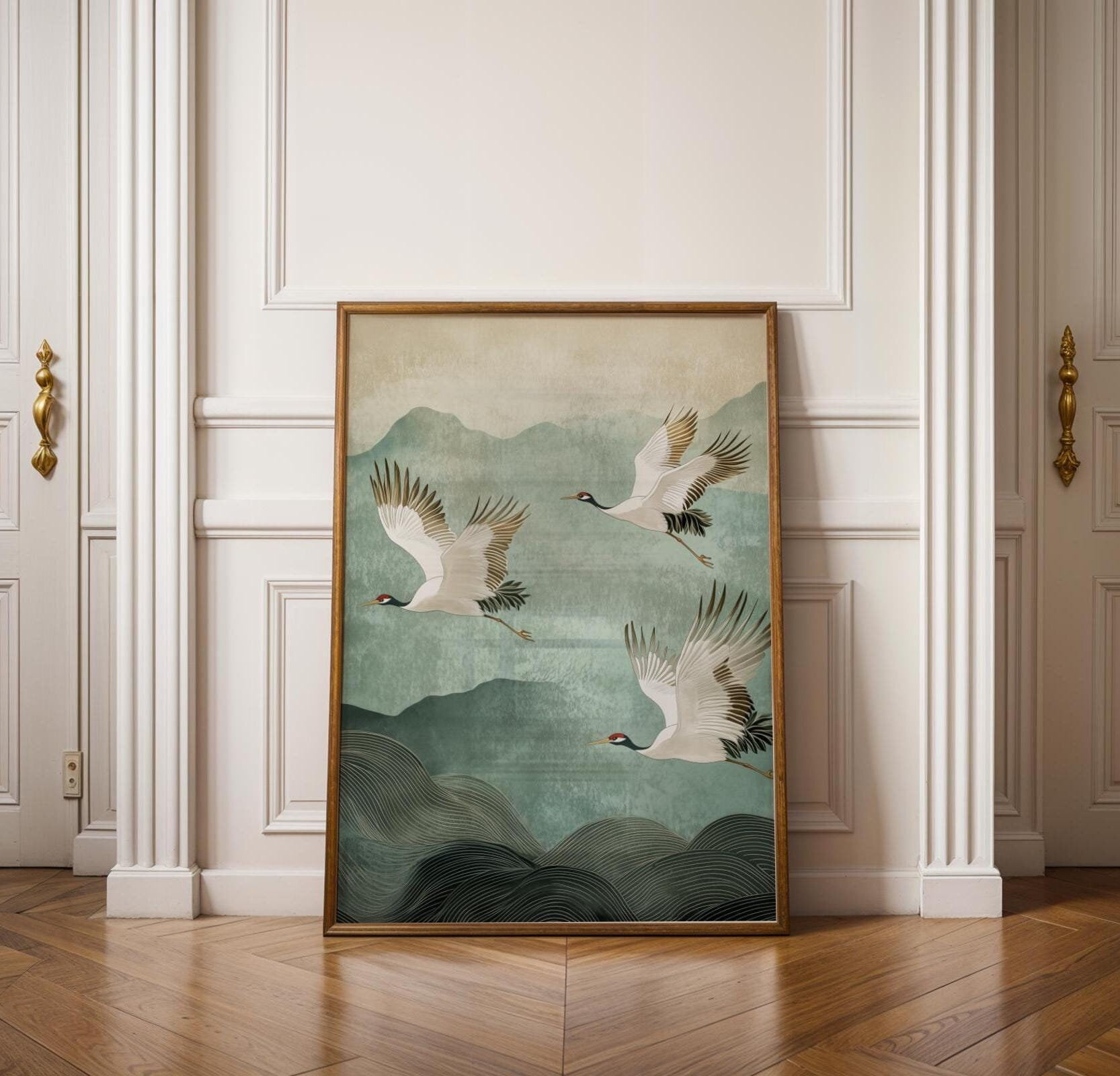 Japandi Crane Wall Art Minimalist Bird Print Zen Japanese Wabi Sabi ...