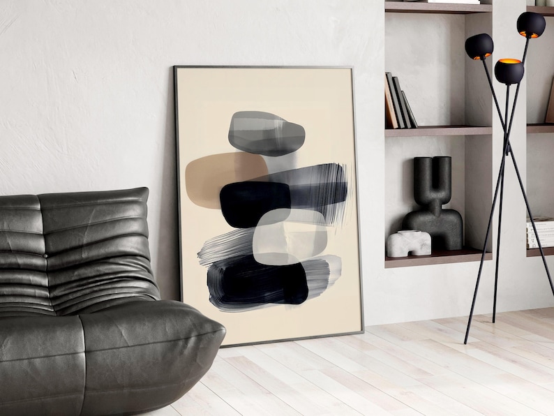 Japandi Minimalist Poster, Wabi Sabi Abstract Ink Art for Modern Spaces ...