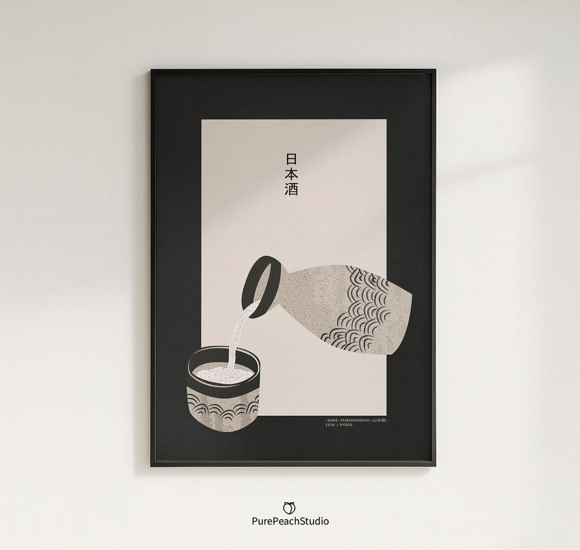 Japandi Sake Poster: Retro Japanese Bar Art, Minimalist Kitchen Decor ...