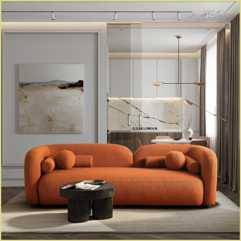 Japandi Style Boucle Living Room Sofa | Easy Assembly | Removable Legs ...