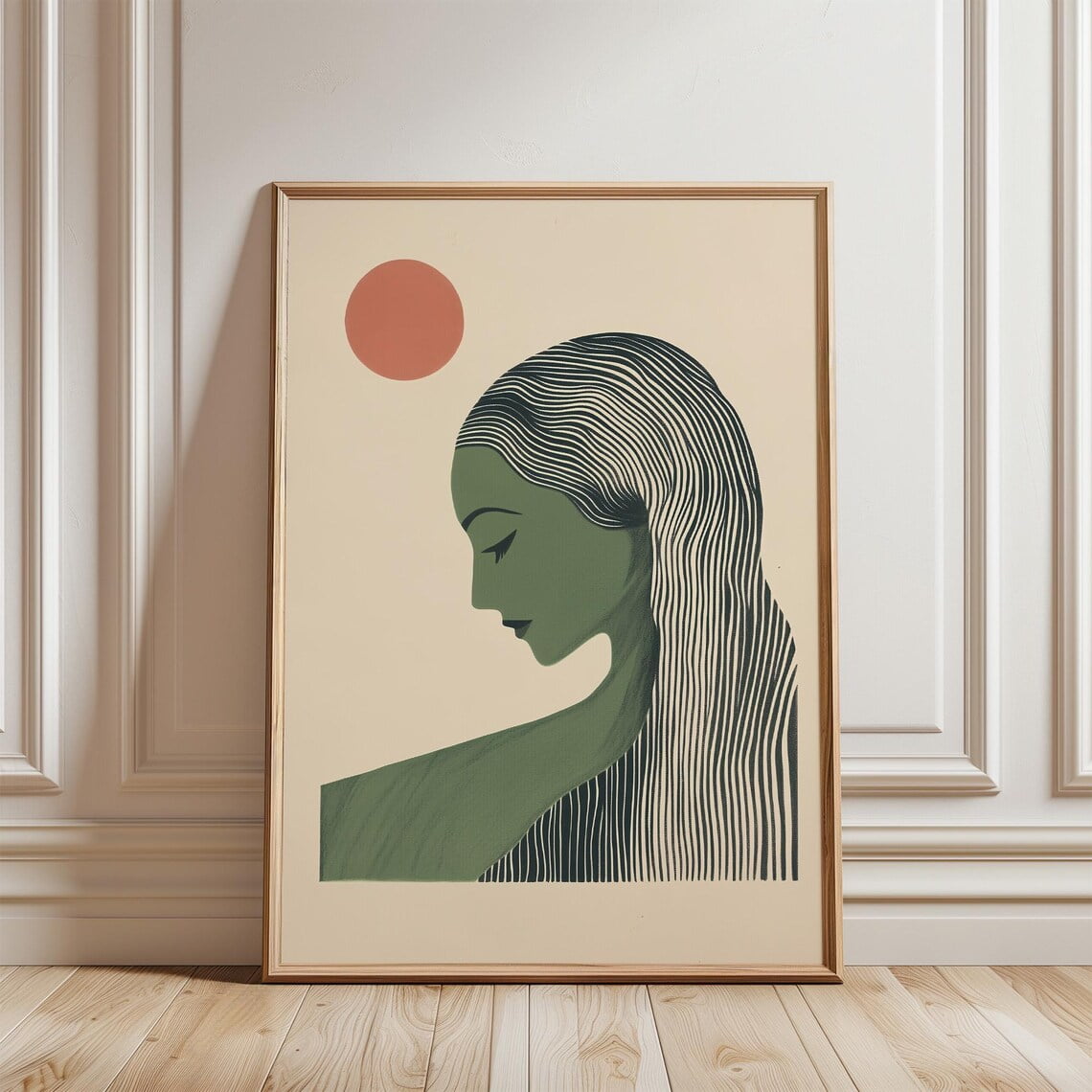 Japandi Wall Art Minimalist Woman Japanese Art Scandi Prints Green Red ...