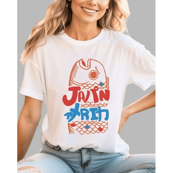 Japanese Abstract Sea Fish Lleisure T-shirt- - Walmart.com