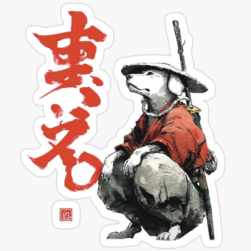 Japanese Aesthetic Dog Samurai Stickerphone Decal Water Bottle Stickers ...