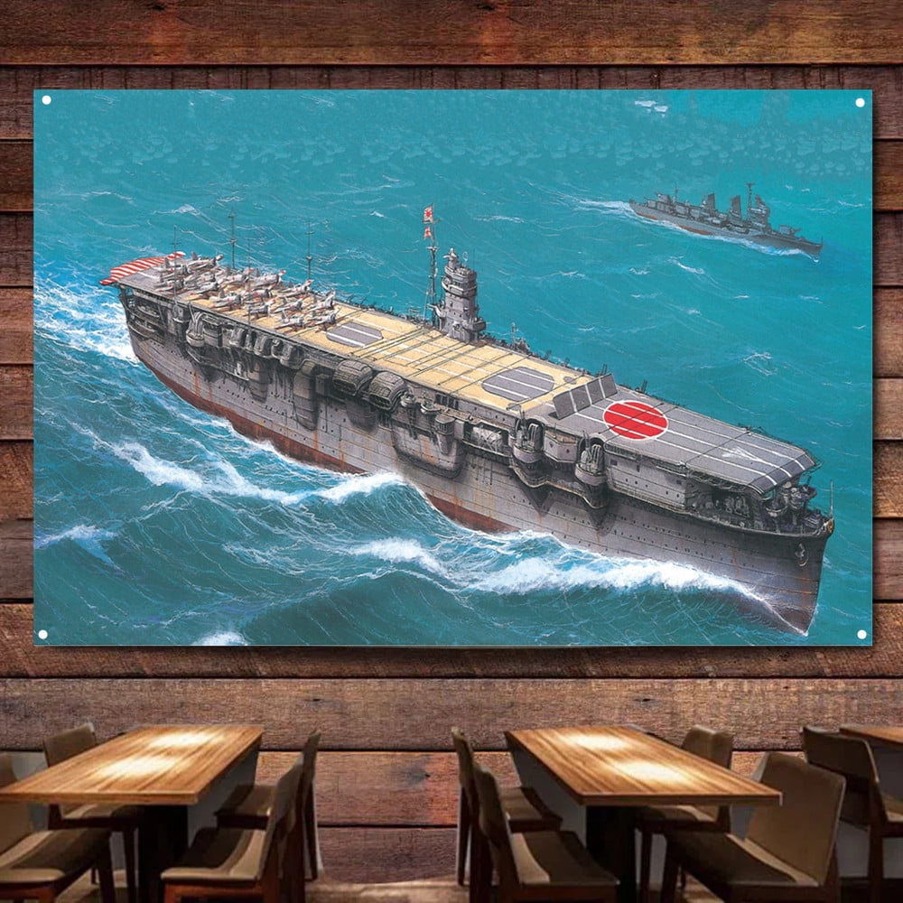 Japanese Aircraft Carrier Hiryu 1942 Battleship Wall Art Banners ...
